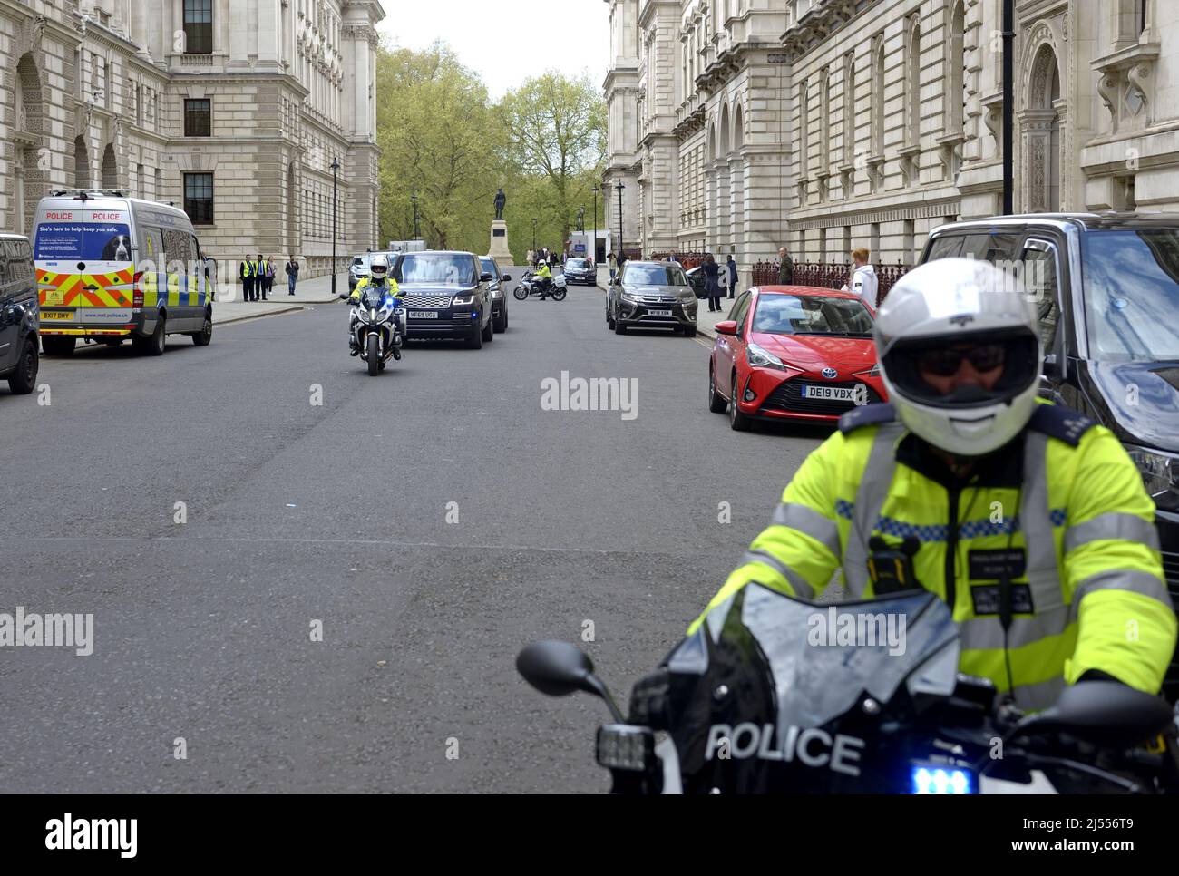 London, England, UK. Metropolitan Police escorting the Prime Minister's ...