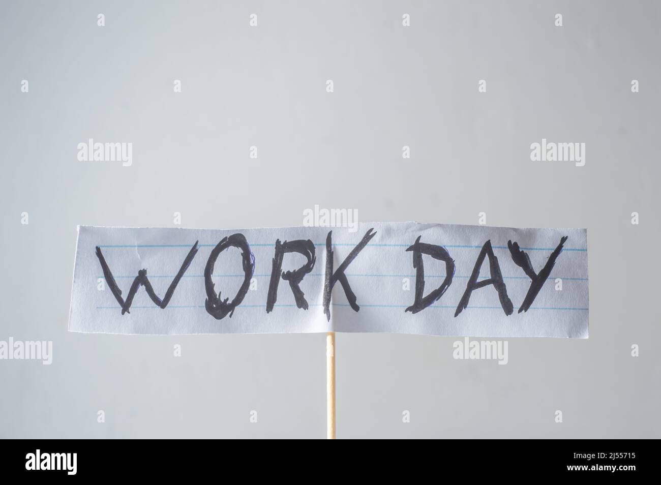 Work day,written on a paper with soured white background Stock Photo ...