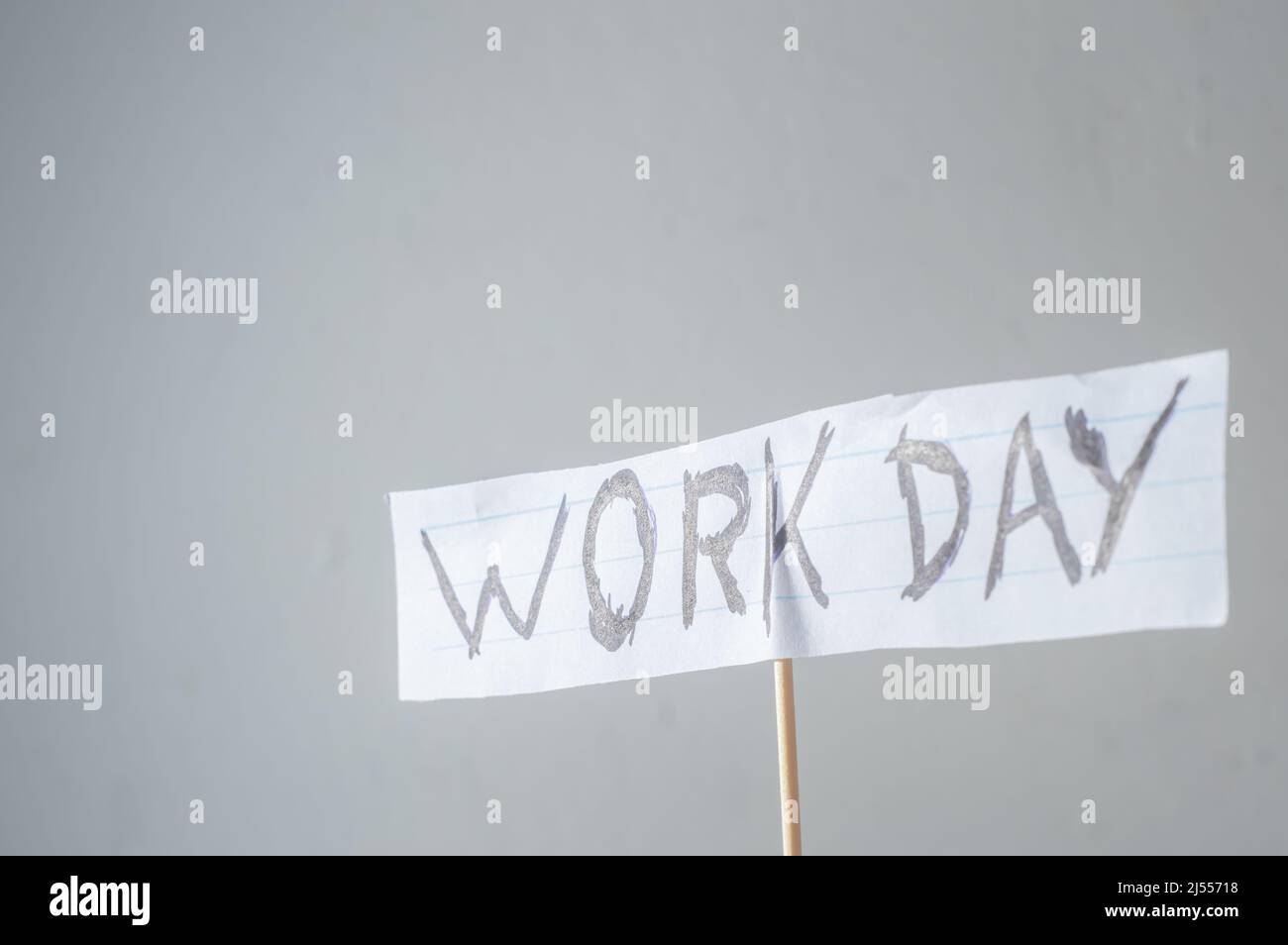 Work day,written on a paper with soured white background Stock Photo ...