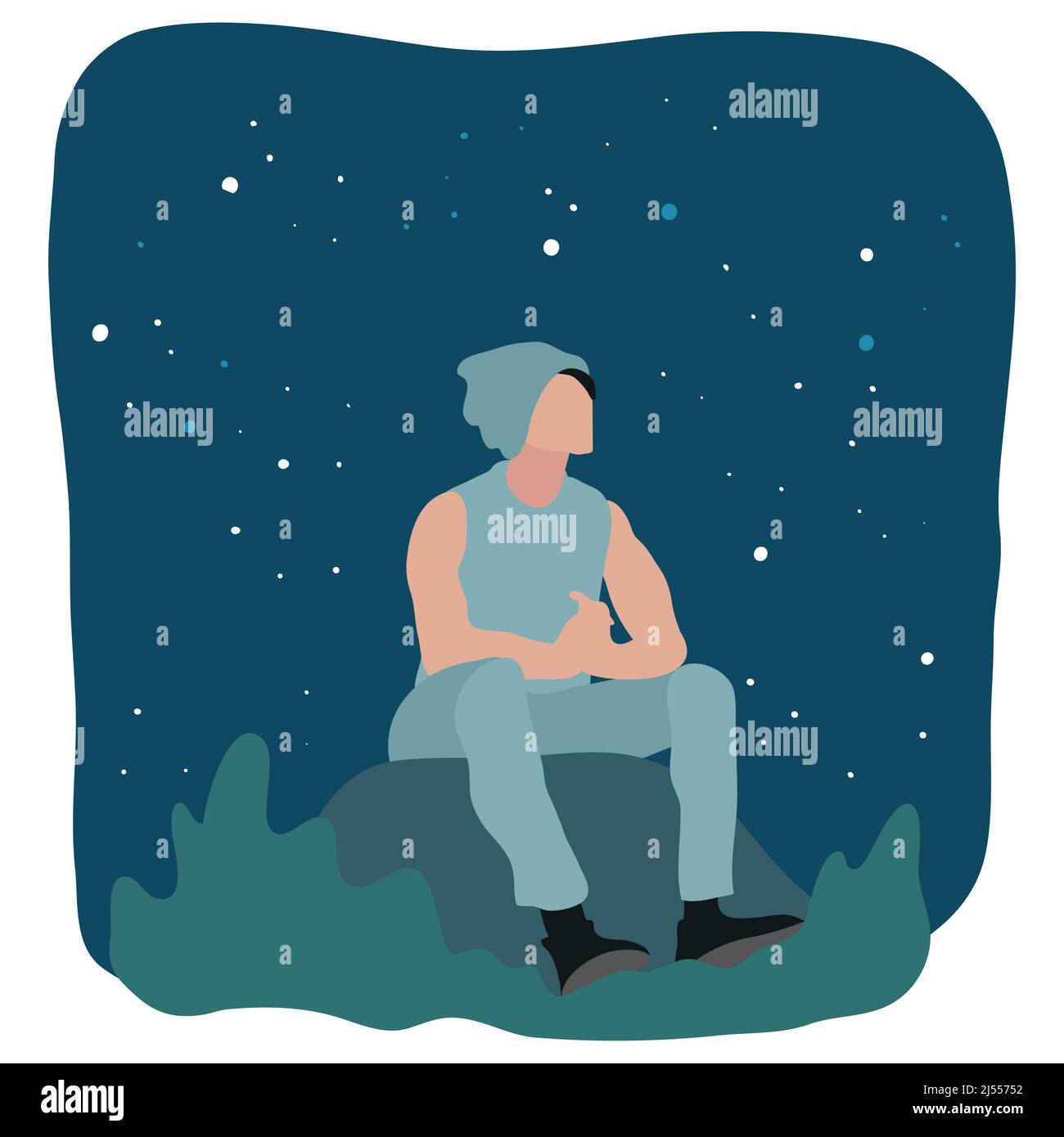 Man watching sunset sitting on Cut Out Stock Images & Pictures - Alamy