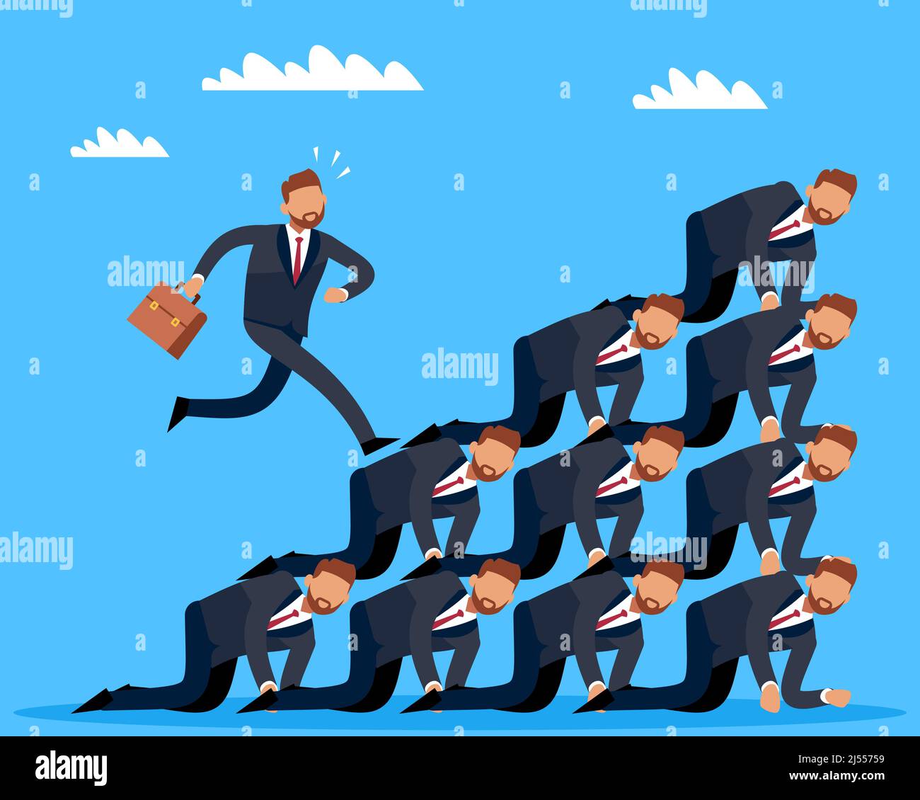 Career ladder at expense of others. Human resource, businessman ...