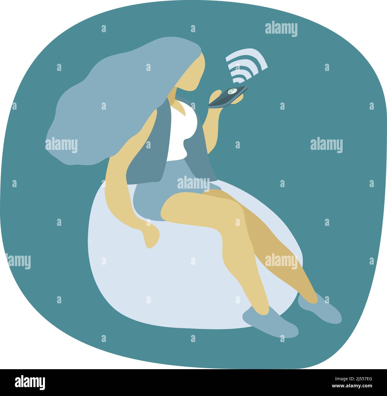 woman using mobile photo vector illustration Stock Vector Image & Art ...