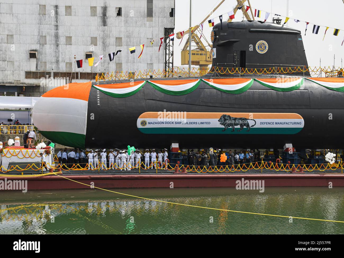 Mumbai, India. 20th Apr, 2022. Crew members are seen standing near the ...