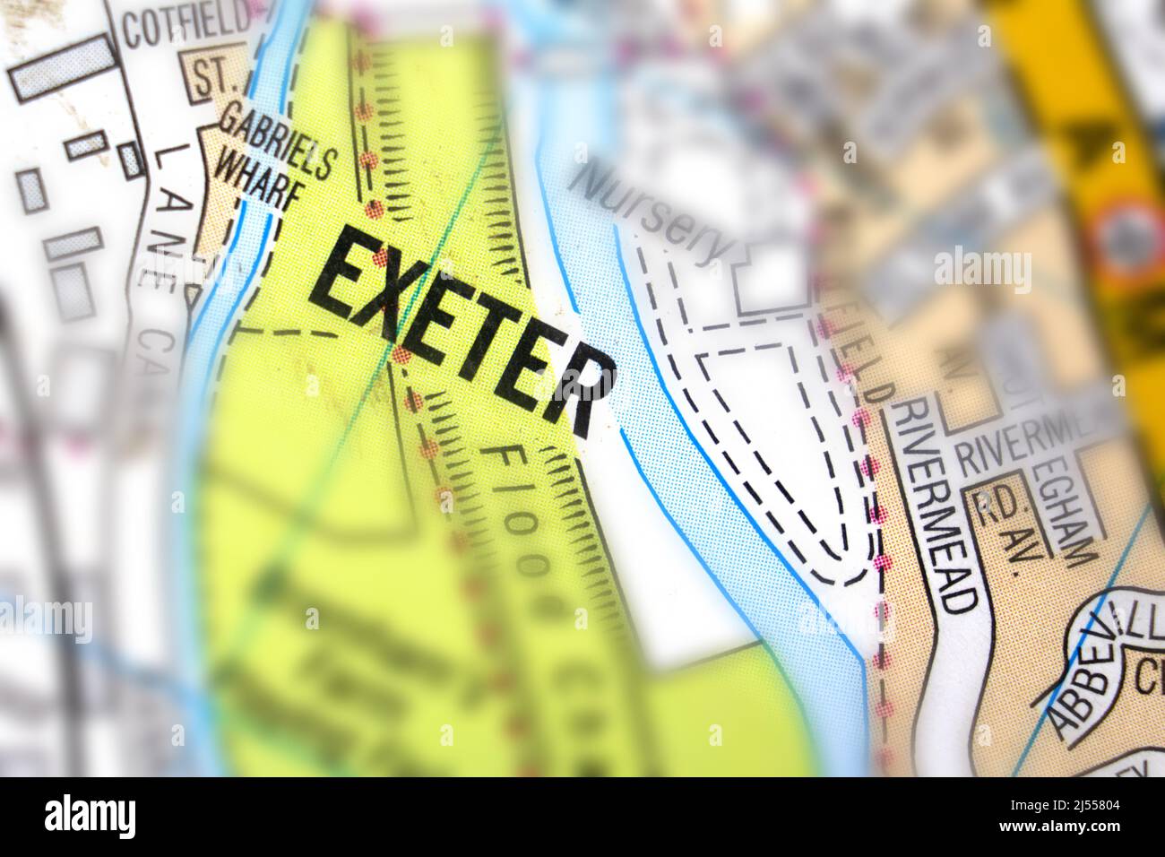 Exeter - Devon, United Kingdom colour atlas map and town plan name ...