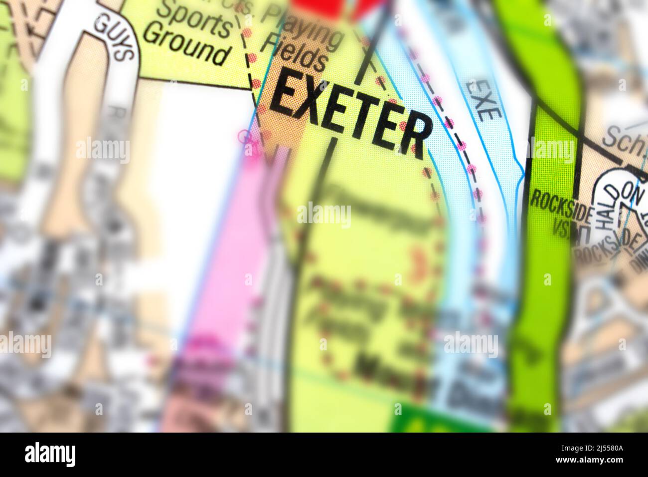 Exeter - Devon, United Kingdom colour atlas map town plan and name ...