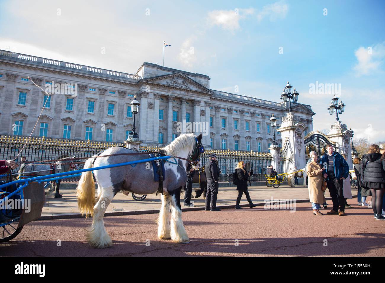 People gather outside Buckingham Palace in central London ahead of ...