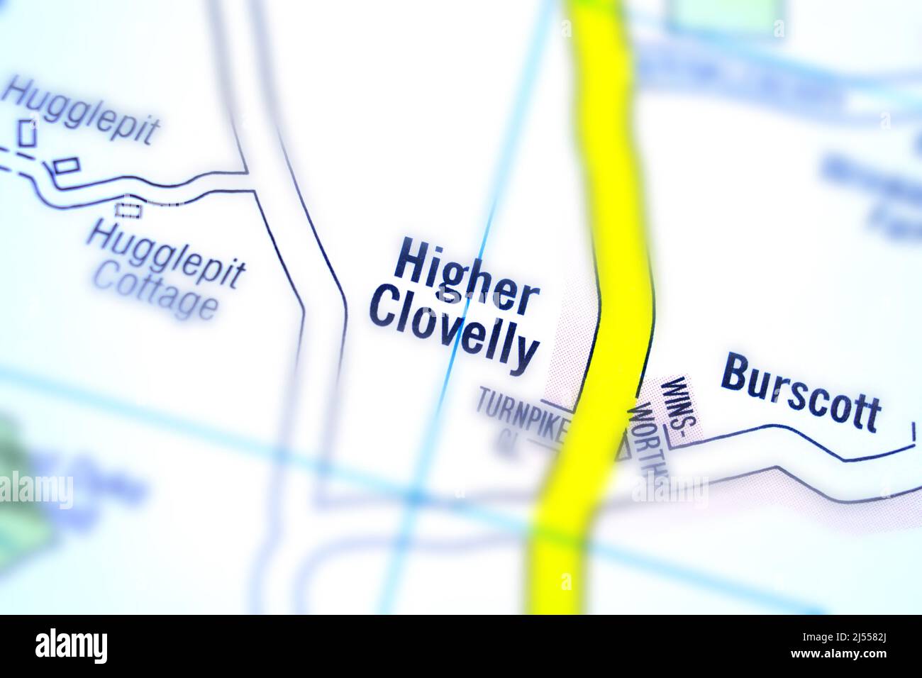 Higher Clovelly village - Devon, United Kingdom colour atlas map town ...