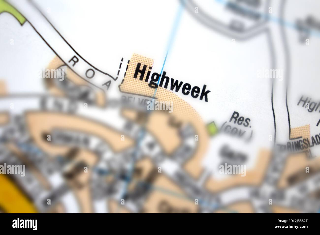Highweek village - Devon, United Kingdom colour atlas map town plan and ...