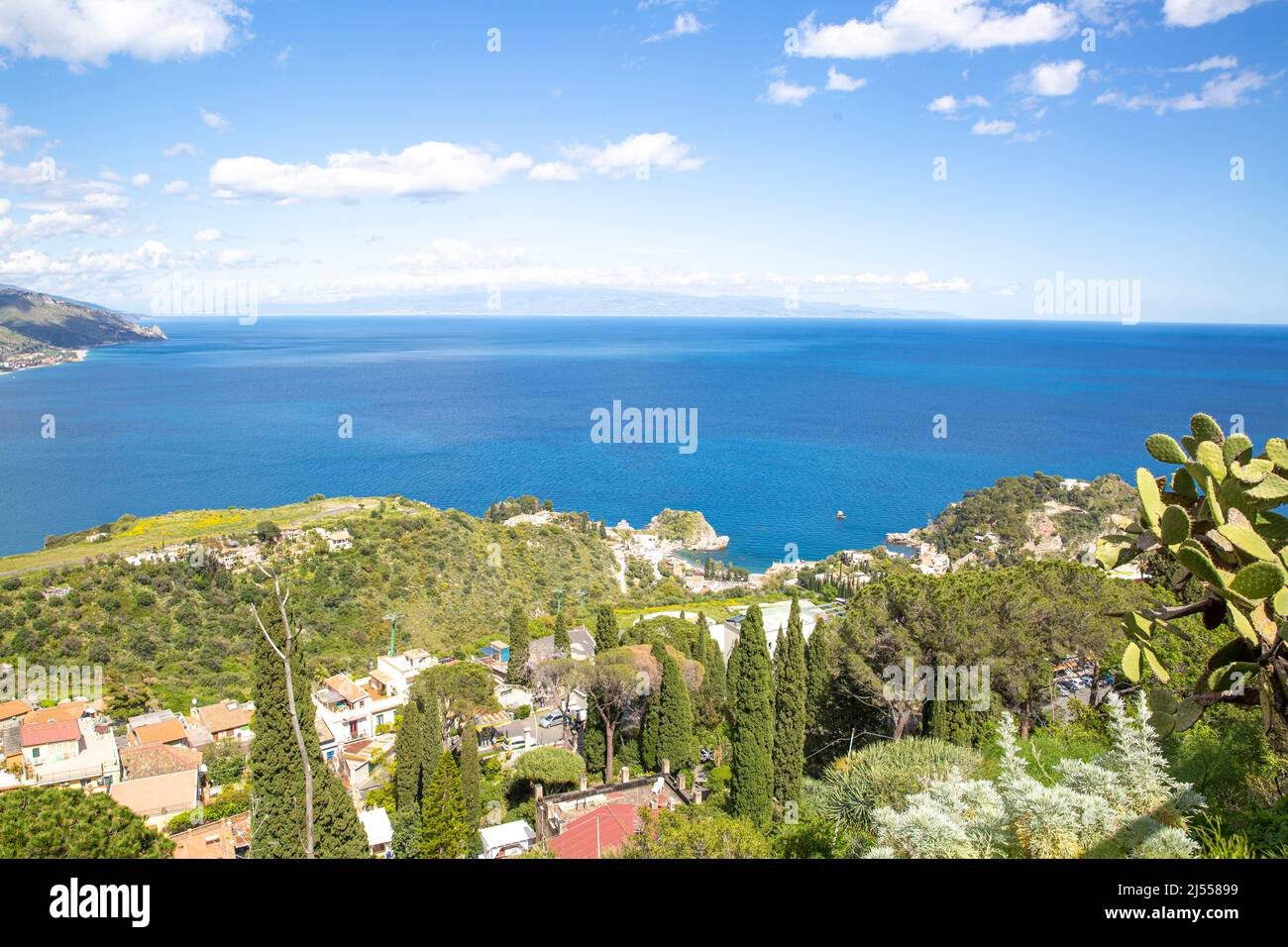 Mediterranean sea beautiful view in Taormina, Sicily island, Italy ...