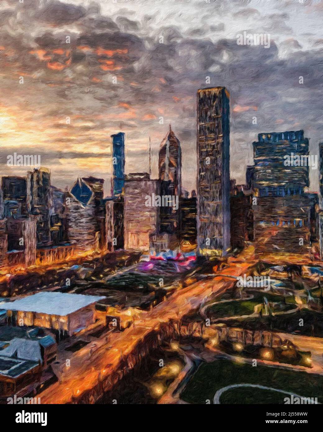 Chicago USA city center skyscrapers and architecture, America travel ...