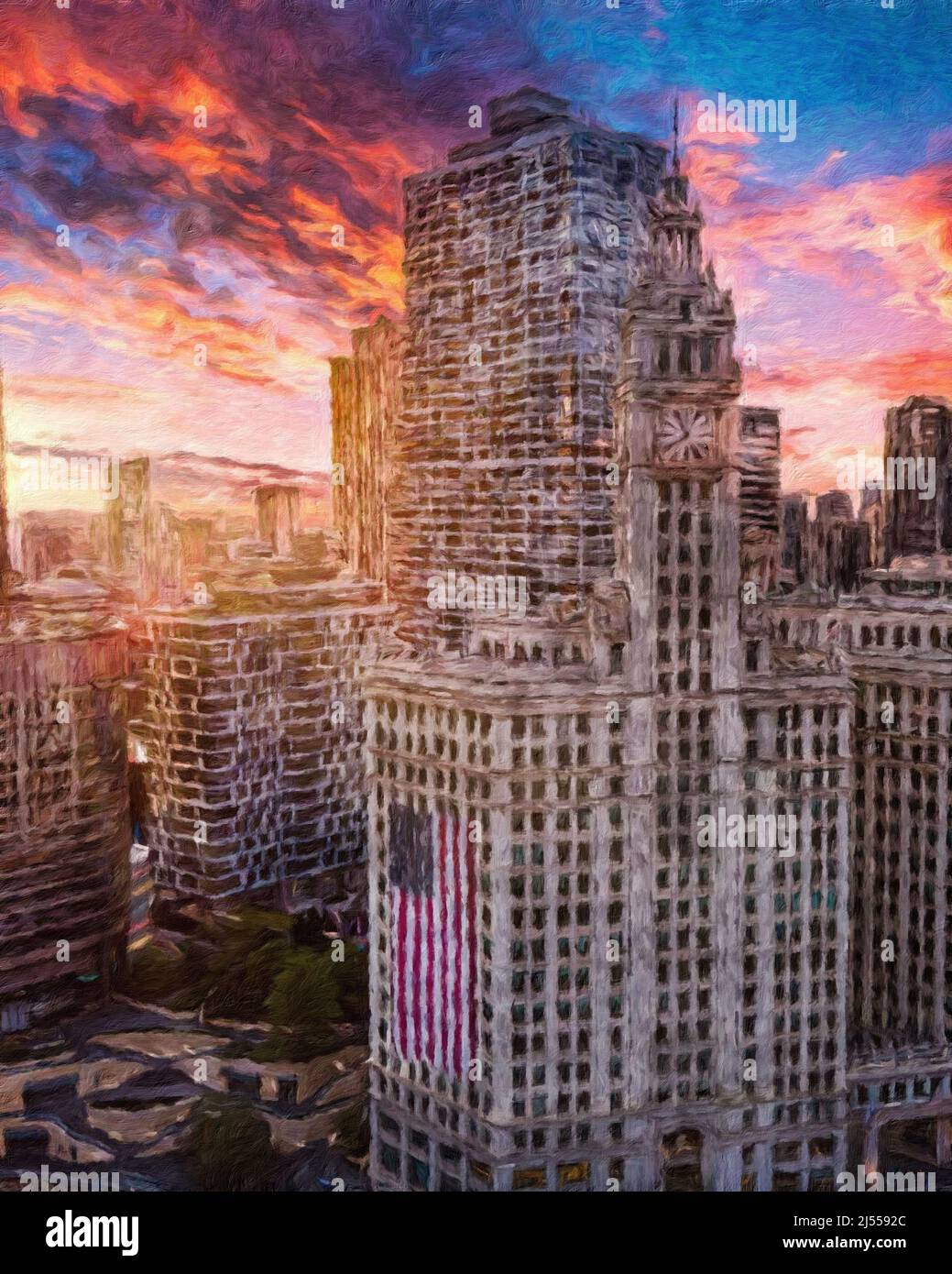 Chicago USA city center skyscrapers and architecture, America travel ...