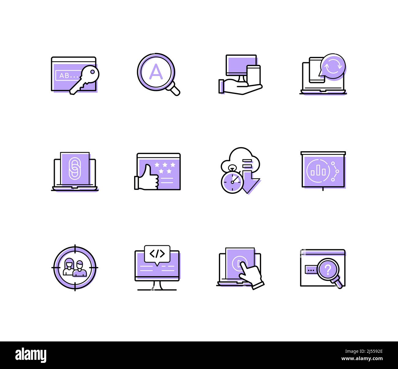 Digital data - modern line design style icons set Stock Vector Image ...