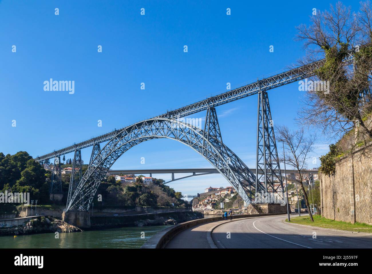 PORTO, PORTUGAL - March 5, 2022: Maria Pia Bridge over the Douro river ...