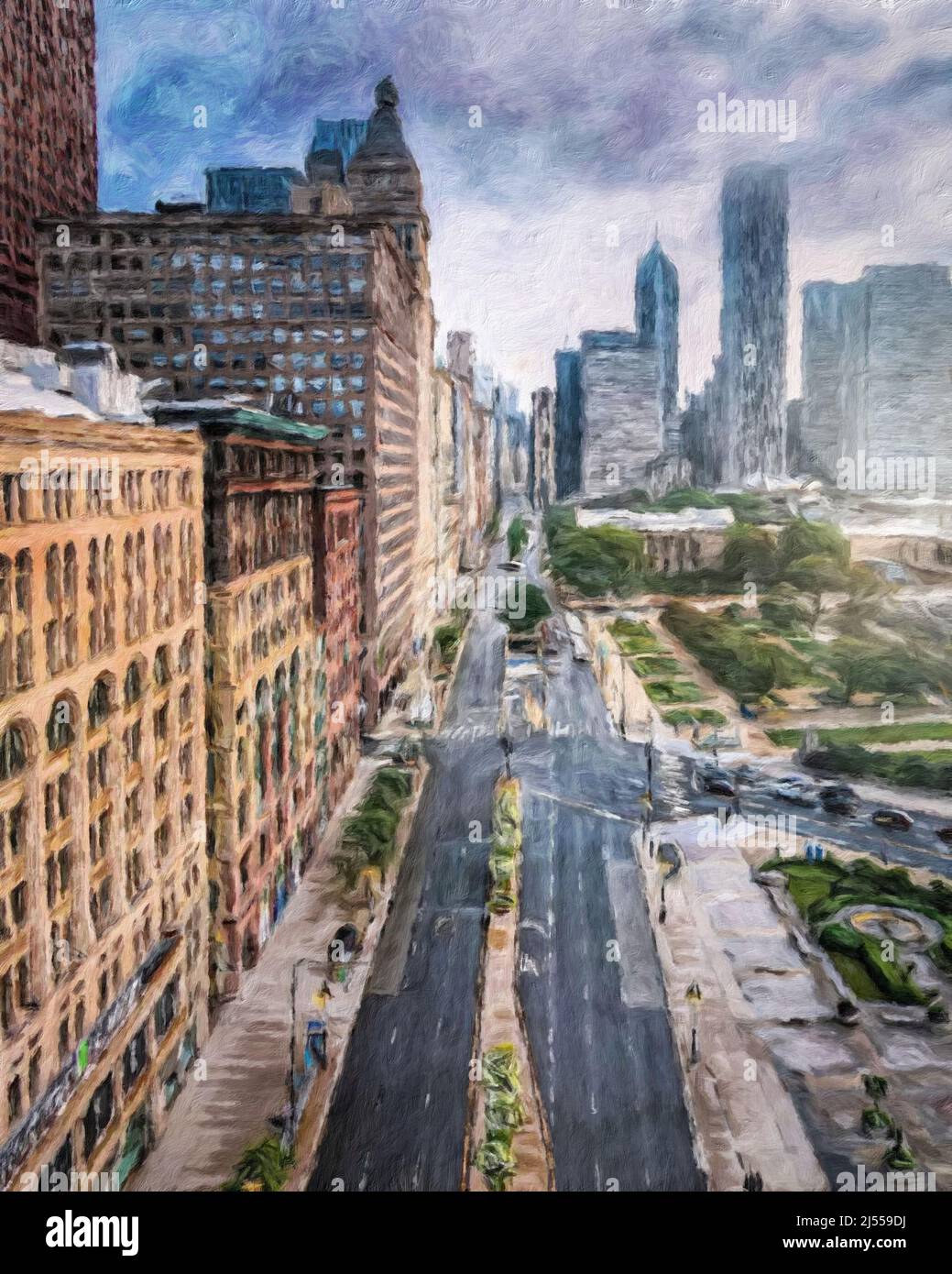 Chicago USA city center skyscrapers and architecture, America travel ...