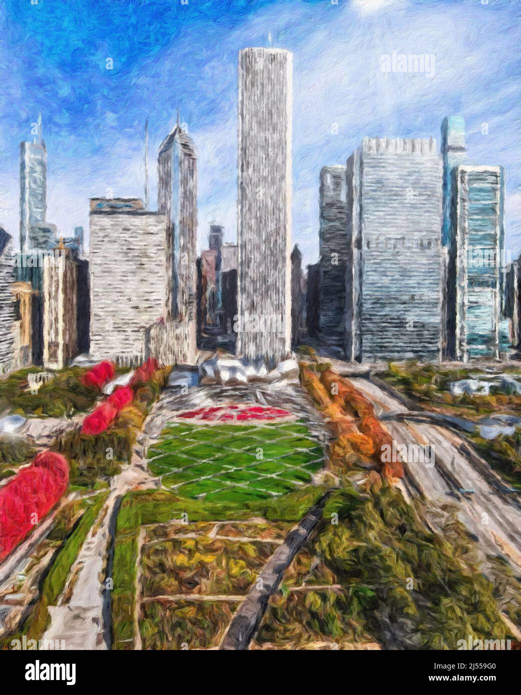 Chicago USA city center skyscrapers and architecture, America travel ...