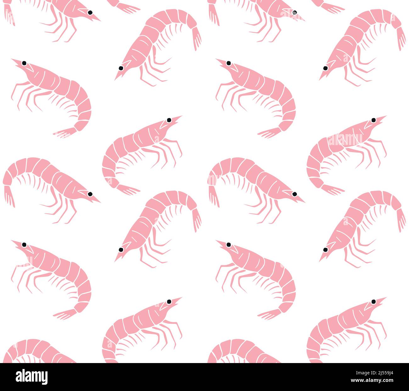 Vector seamless pattern of hand drawn pink shrimp Stock Vector Image ...