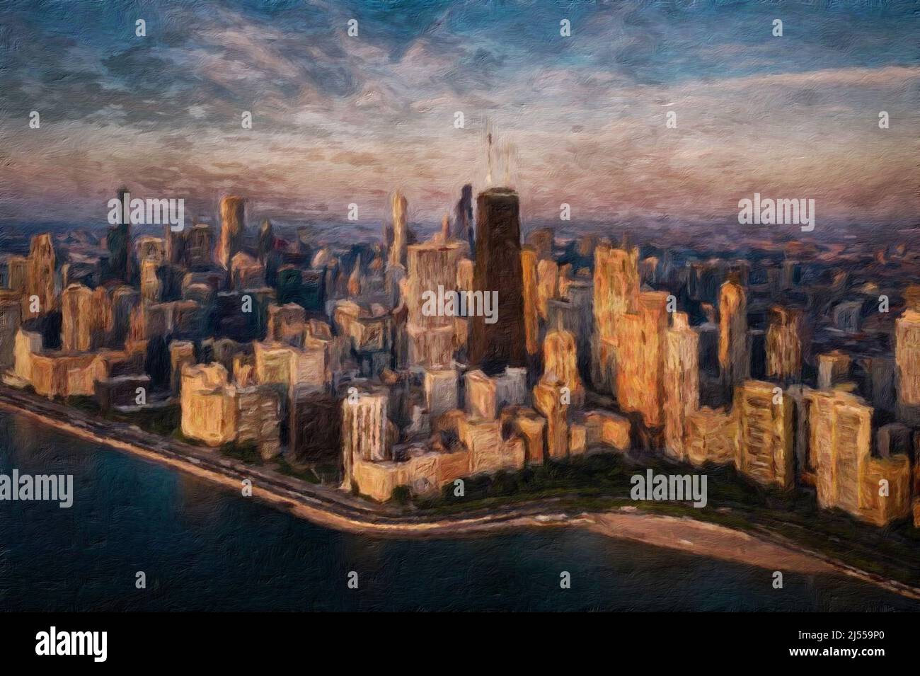 Chicago USA city center skyscrapers and architecture, America travel ...