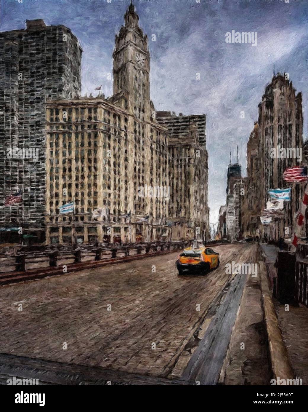 Downtown cityscape twilight drawing hi-res stock photography and images ...