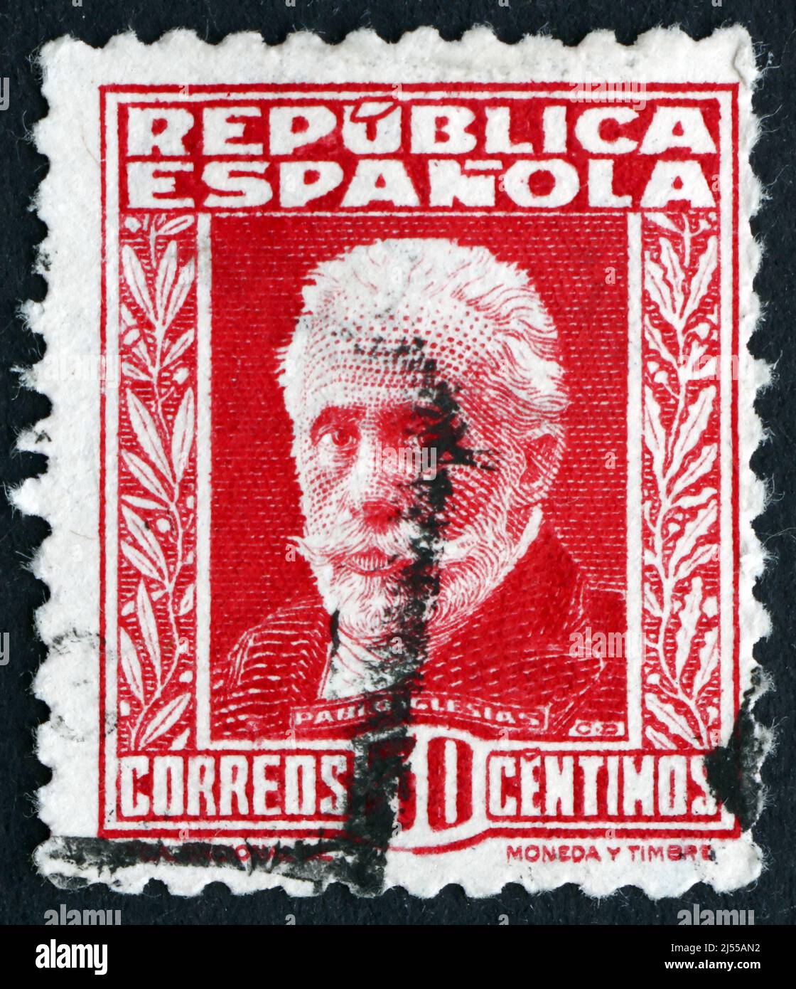 SPAIN - CIRCA 1931: a stamp printed in the Spain shows Pablo Iglesias ...
