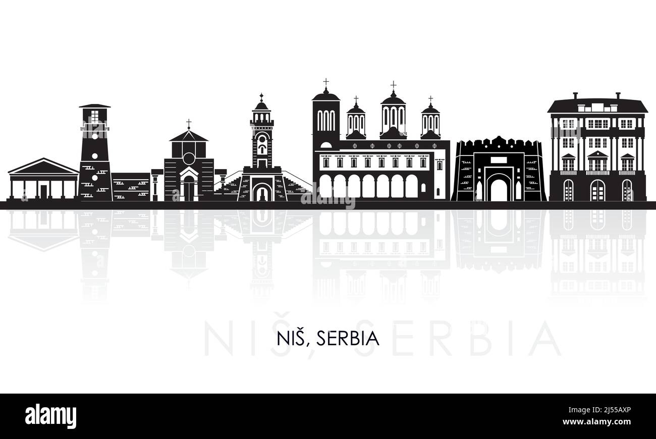 Silhouette Skyline panorama of City of Nis, Serbia - vector ...