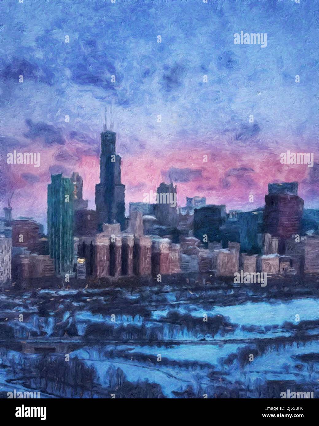 Chicago USA city center skyscrapers and architecture, America travel ...