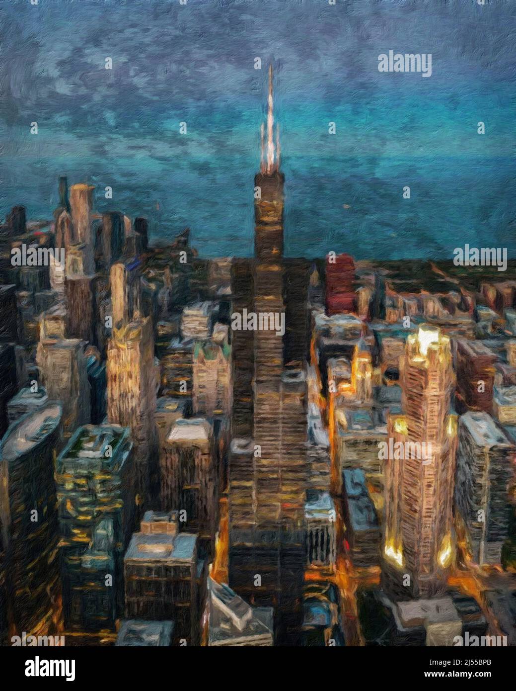 Chicago USA city center skyscrapers and architecture, America travel ...