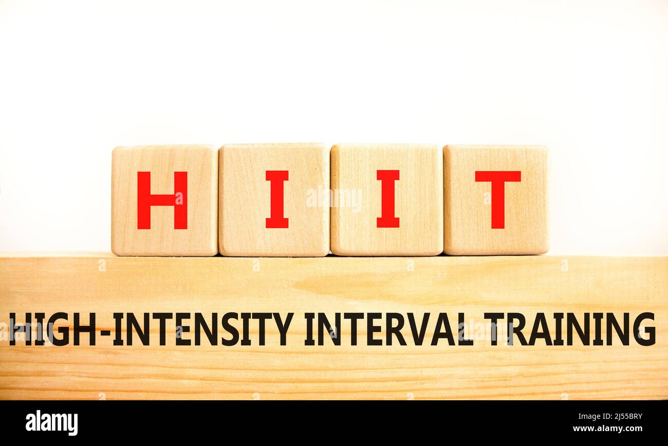 HIIT high-intensity interval training symbol. Concept words HIIT high ...