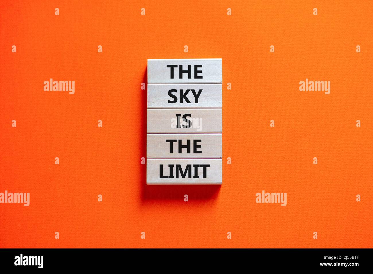Sky is limit symbol. Concept words The sky is the limit on wooden ...