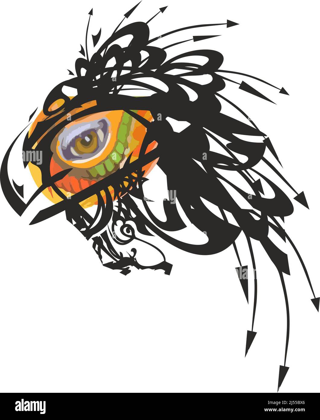 Ornate parrot head on a white background. Abstract carnival parrot mask ...