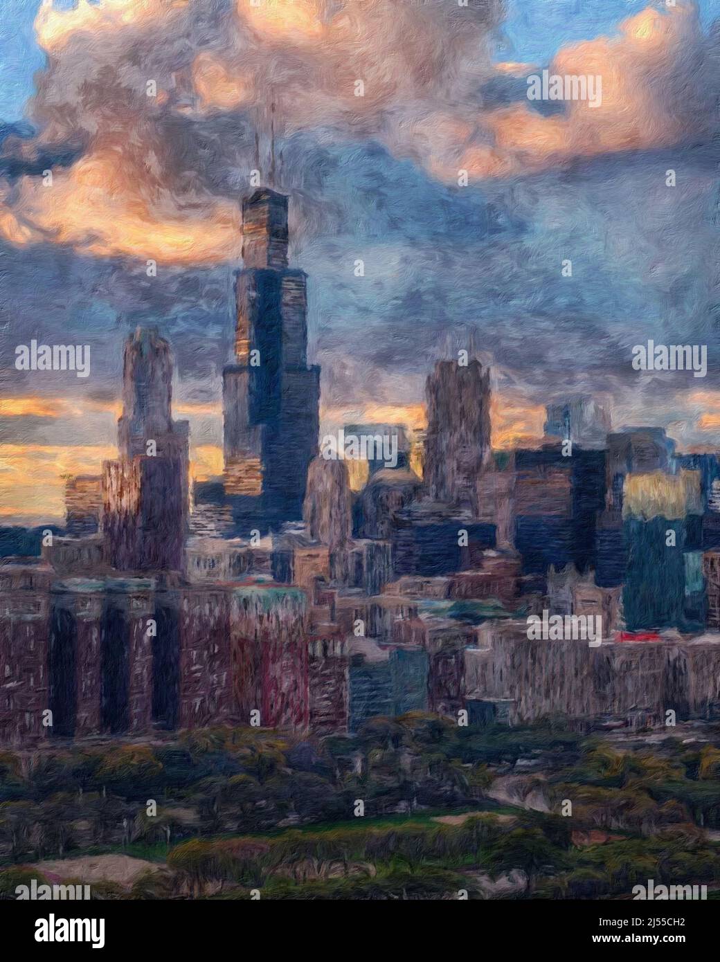 Chicago USA city center skyscrapers and architecture, America travel ...