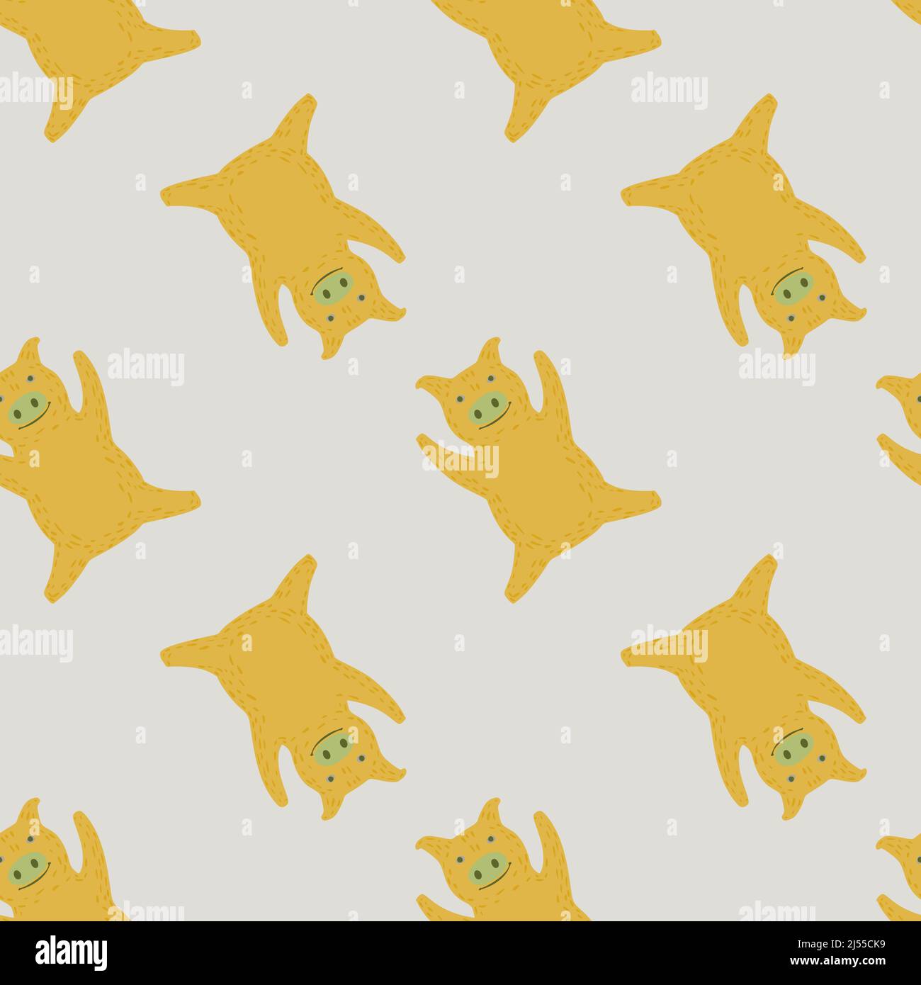 Seamless pattern cute pigs. Background of chubby piggy in doodle style ...