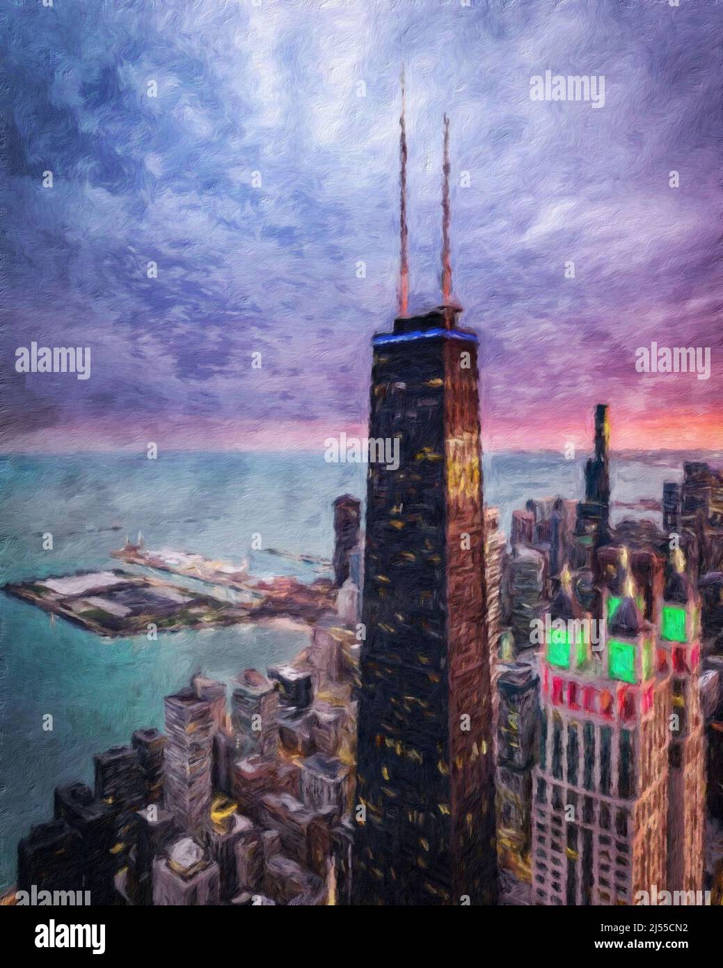 Chicago USA city center skyscrapers and architecture, America travel ...