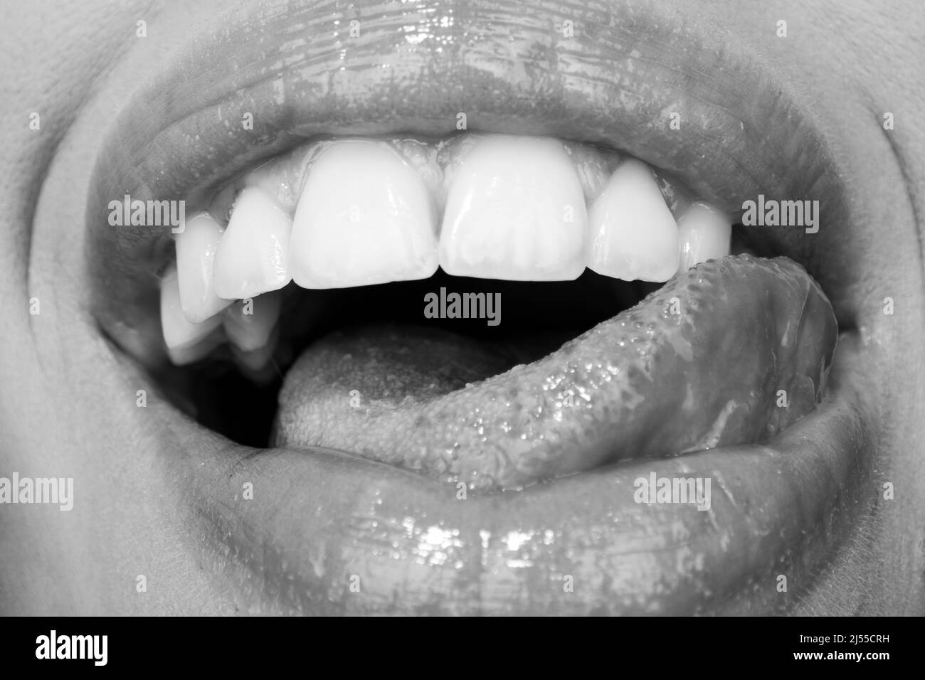 Closeup woman healthy lips Black and White Stock Photos & Images - Alamy