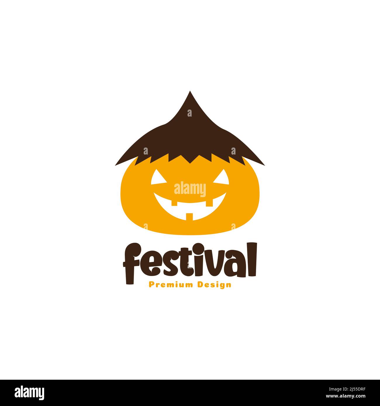 face happy cartoon pumpkin with hat logo design, vector graphic symbol ...