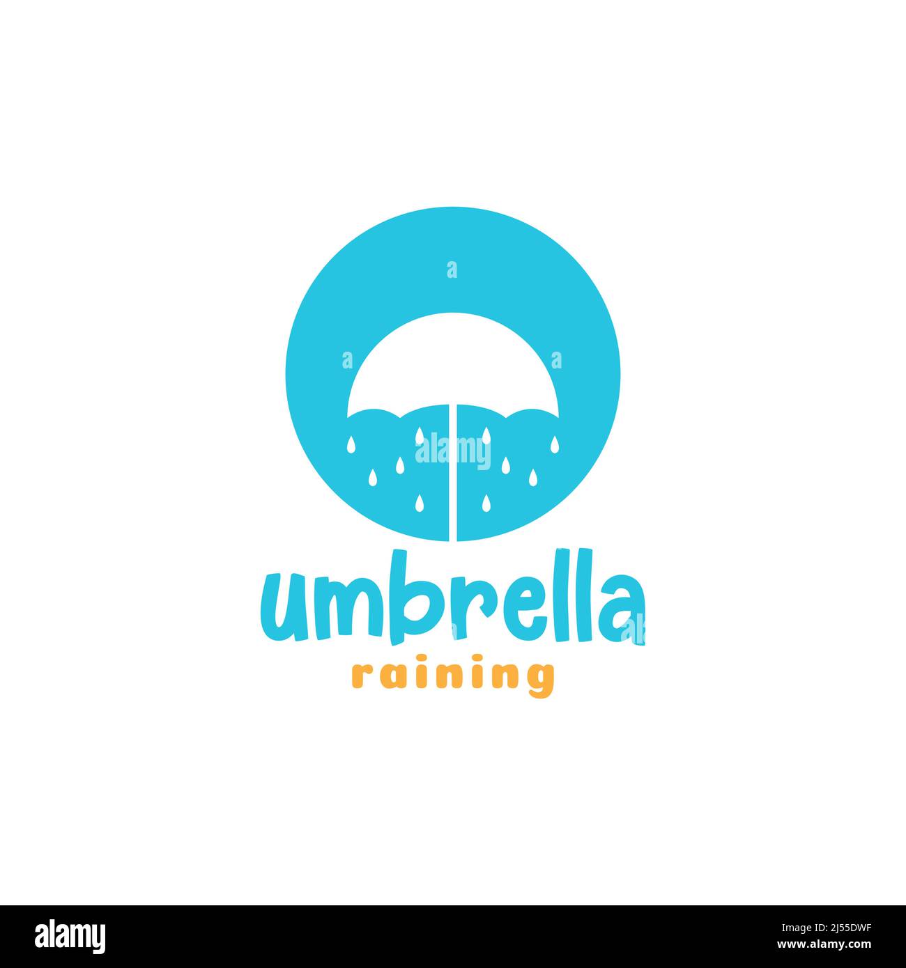 negative space circle with umbrella rain logo design, vector graphic ...
