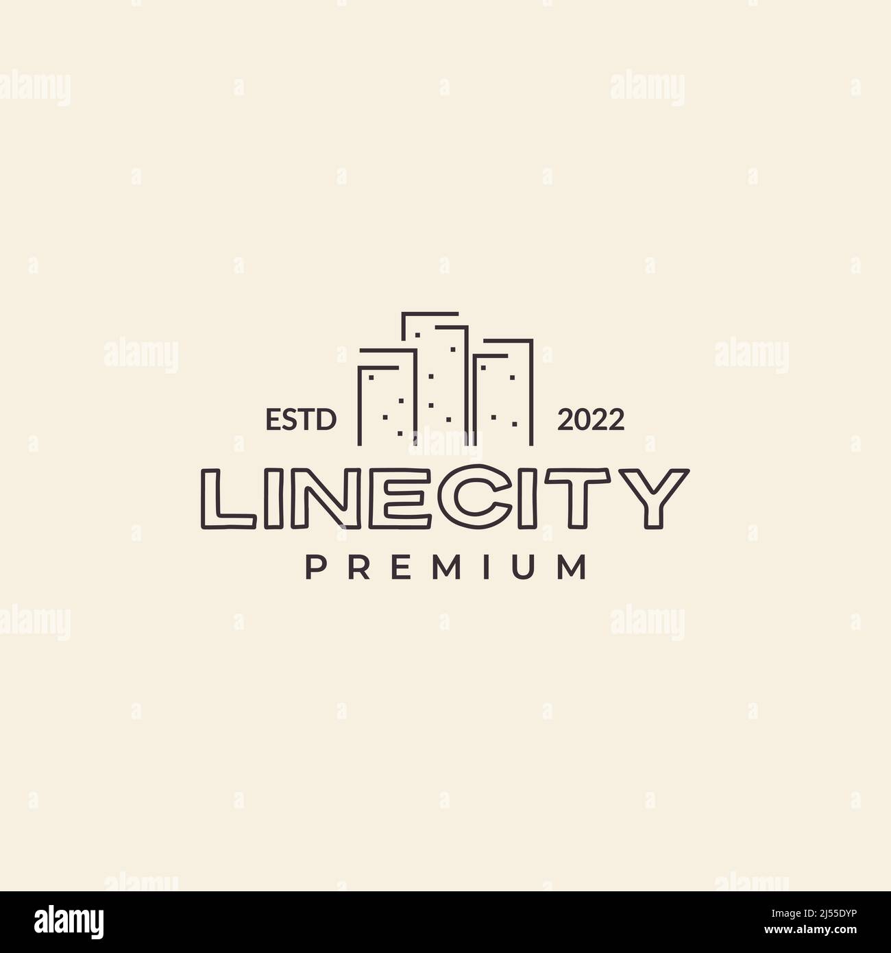 hipster city building lines logo design, vector graphic symbol icon illustration creative idea ...