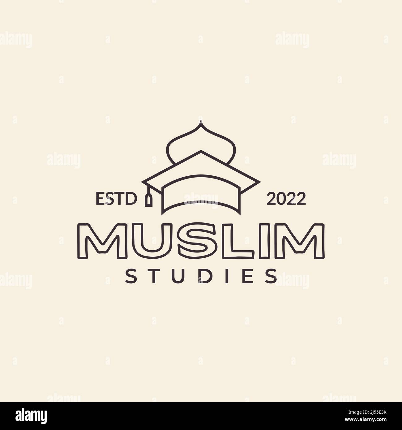 muslim dome with graduate hat logo design, vector graphic symbol icon ...