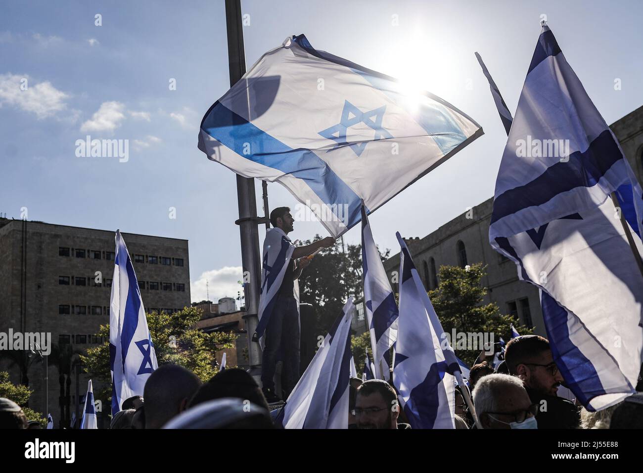 Jerusalem, Israel. 20th Apr, 2022. Israeli right-wing activists hold ...