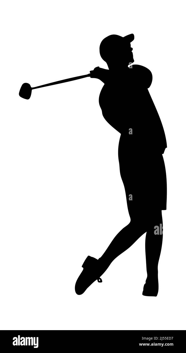 Golfing guy swinging a golf club silhouette hi-res stock photography ...