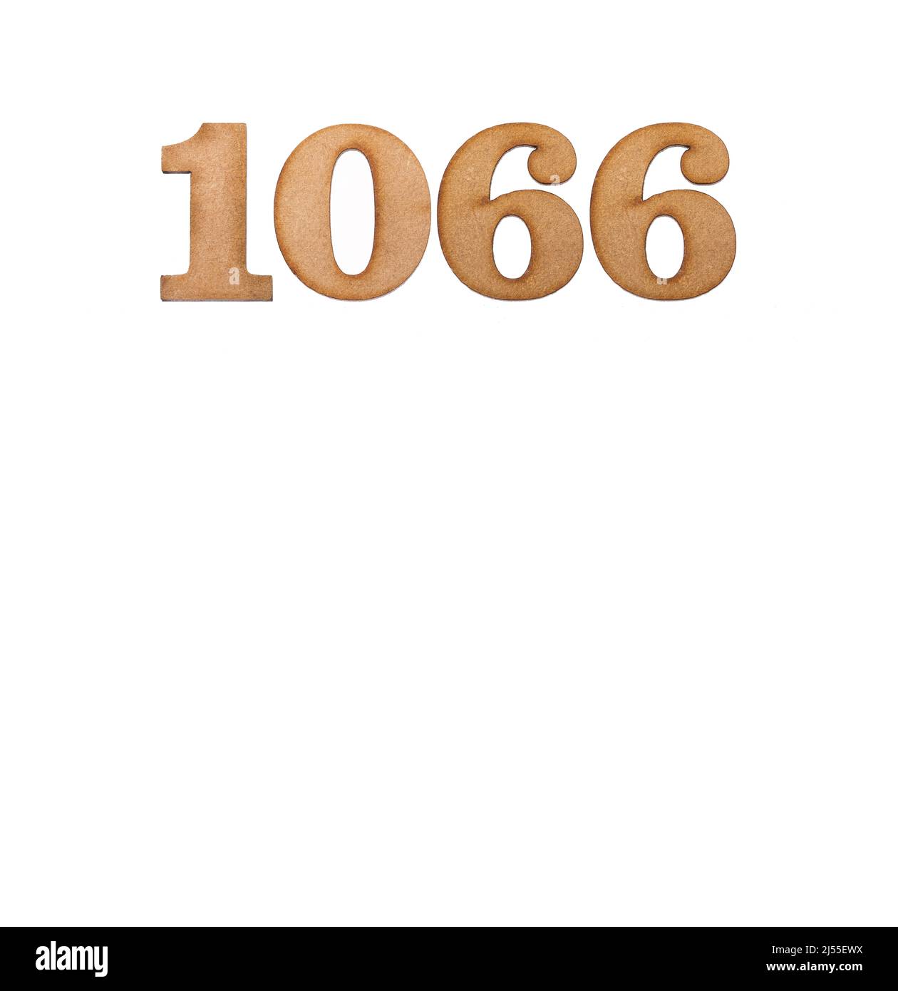 Number 1066 - Piece of wood isolated on white background Stock Photo ...