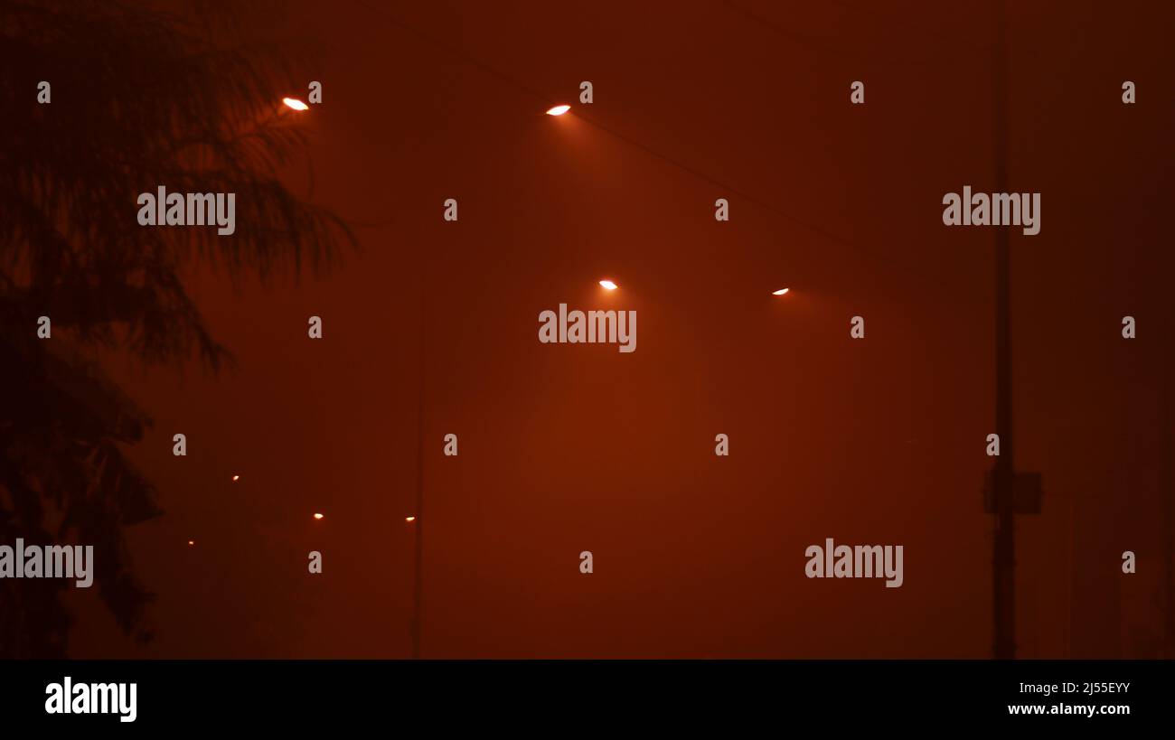 Street light night time orange color back ground Stock Photo - Alamy