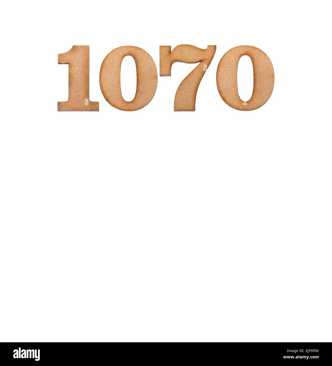 Number 1070 - Piece of wood isolated on white background Stock Photo ...