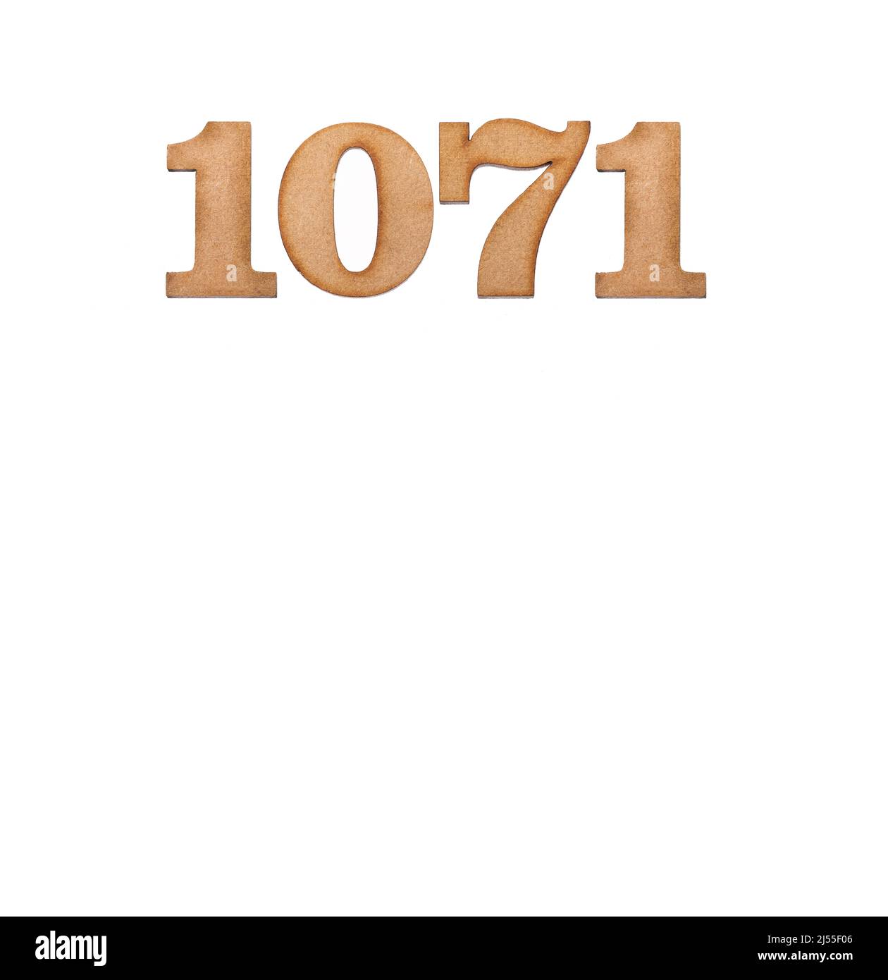 Number 1071 in wood, isolated on white background Stock Photo - Alamy