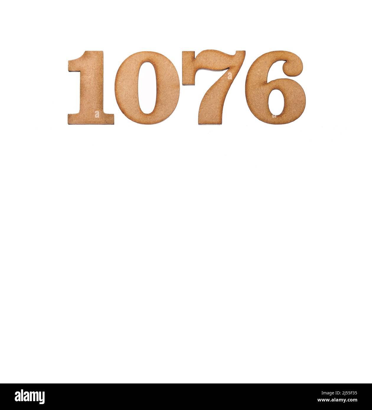 Number 1076 - Piece of wood isolated on white background Stock Photo ...