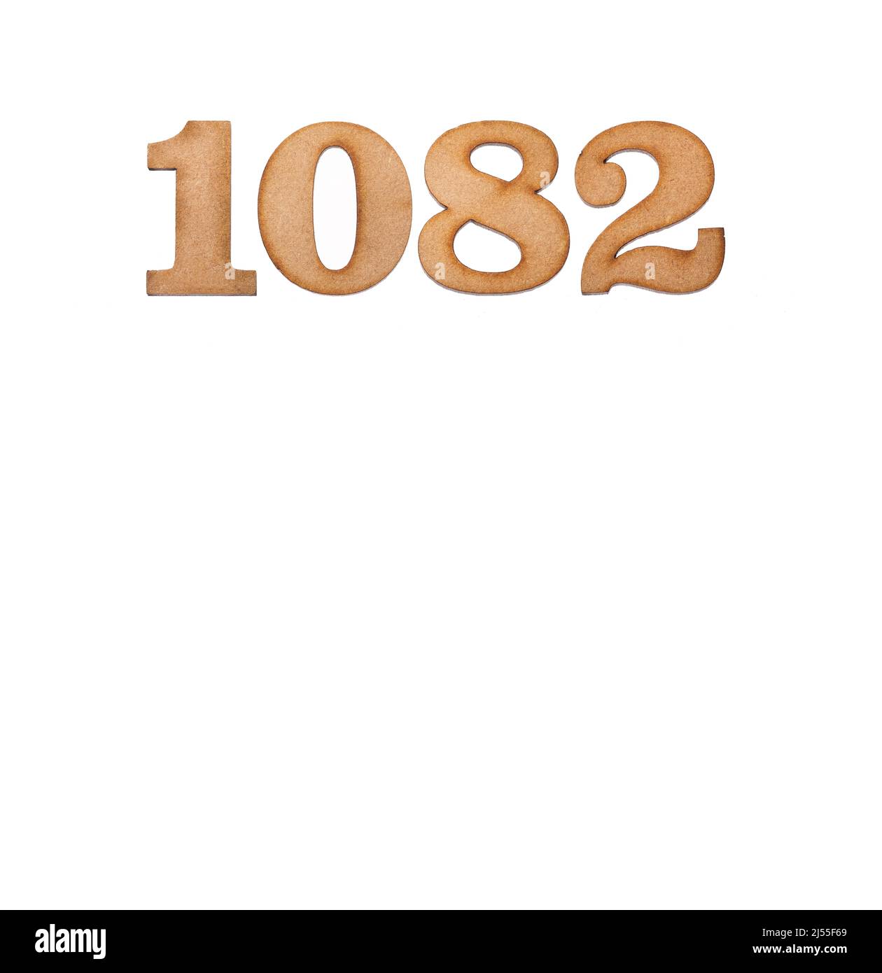 Number 1082 - Piece of wood isolated on white background Stock Photo ...
