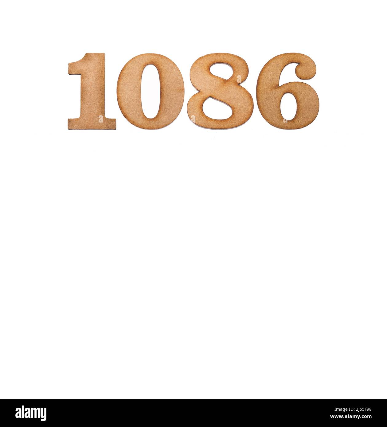Number 1086 - Piece of wood isolated on white background Stock Photo ...
