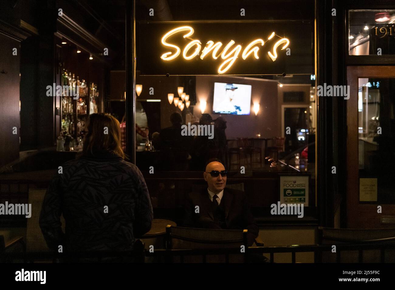 Seattle, USA. 17th Apr, 2022. Sonyas bar early in the evening Stock ...