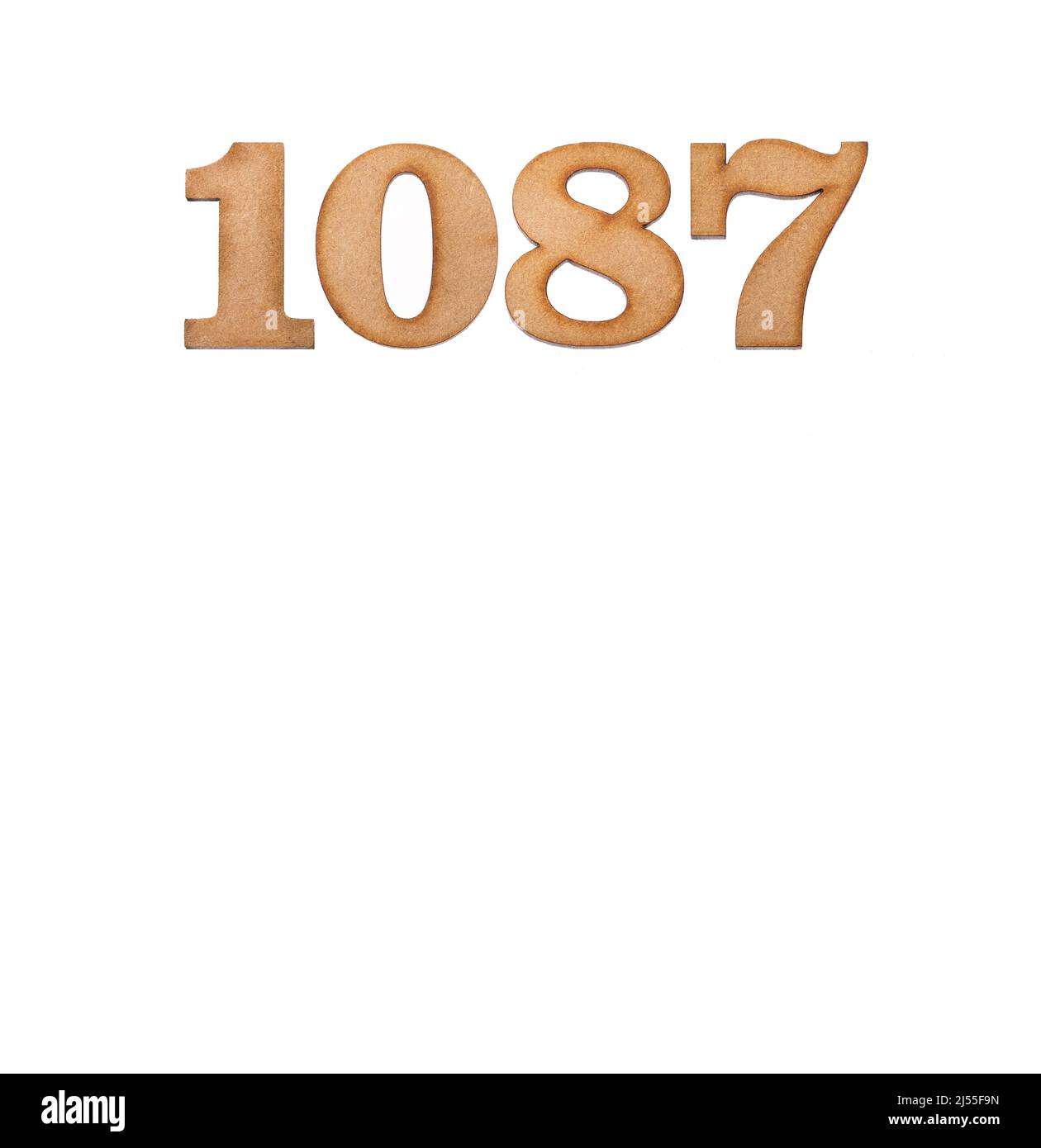 Number 1087 in wood, isolated on white background Stock Photo - Alamy