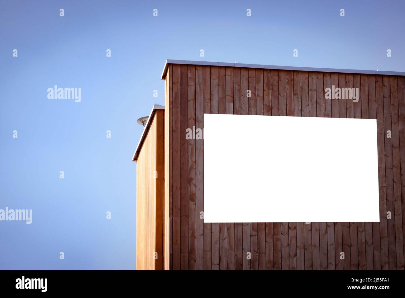 Mock up template. Big horizontal white blank signboard, advertising ...