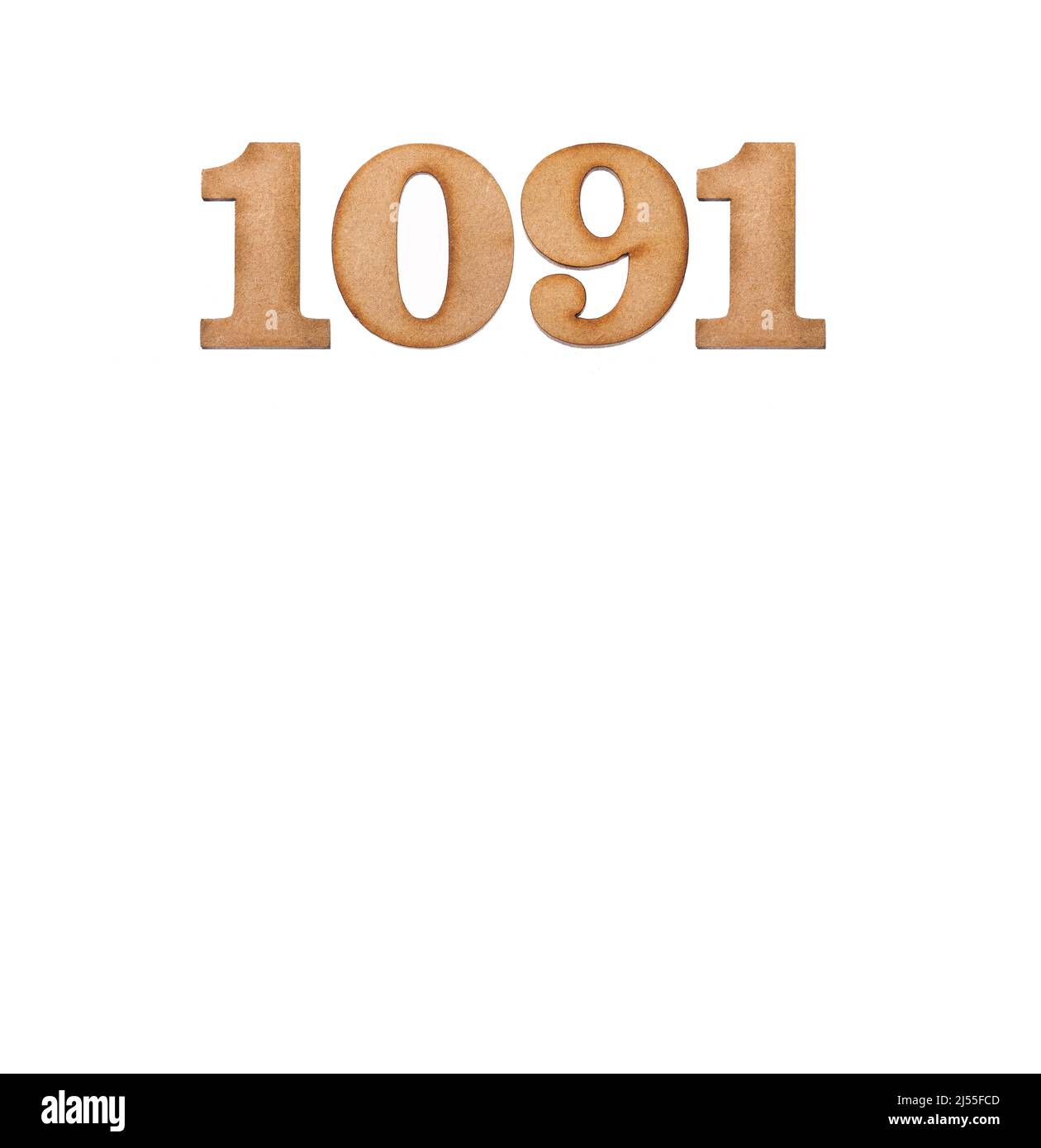 Number 1091 in wood, isolated on white background Stock Photo - Alamy